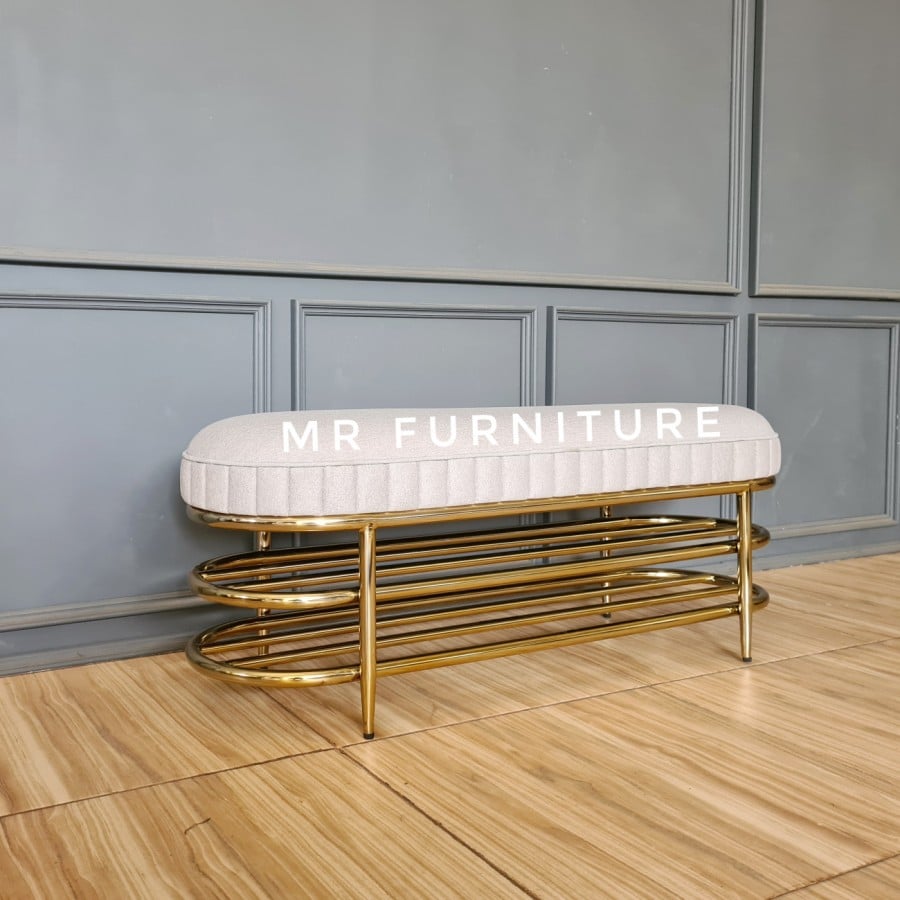 Sofa Bench Stainless Gold Mewah 120 x40x45 Cm, Sofa Ruang Tamu Elegan ...