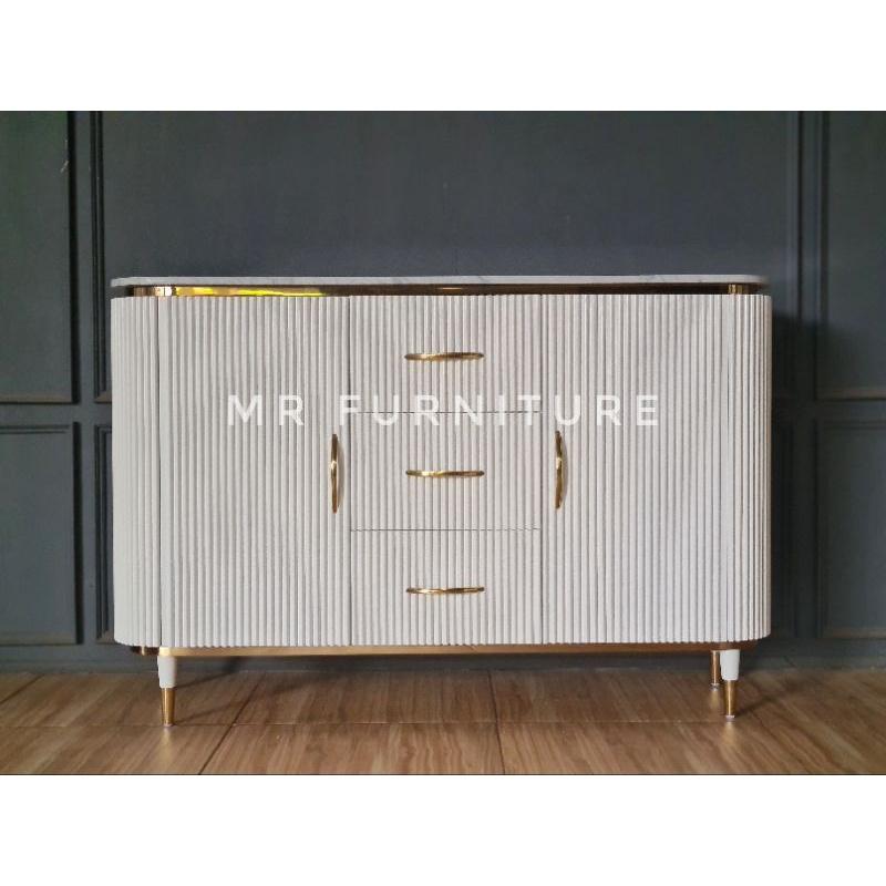 Cabinet Salur Top Marmer Carrara 150 x 50 x 100 Cm, Buffet 3 Laci 2 ...