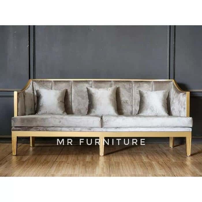 Set Living Room Sofa Custom 3 Dan 2 Seater Meja Tamu Oval Marmer Cream ...