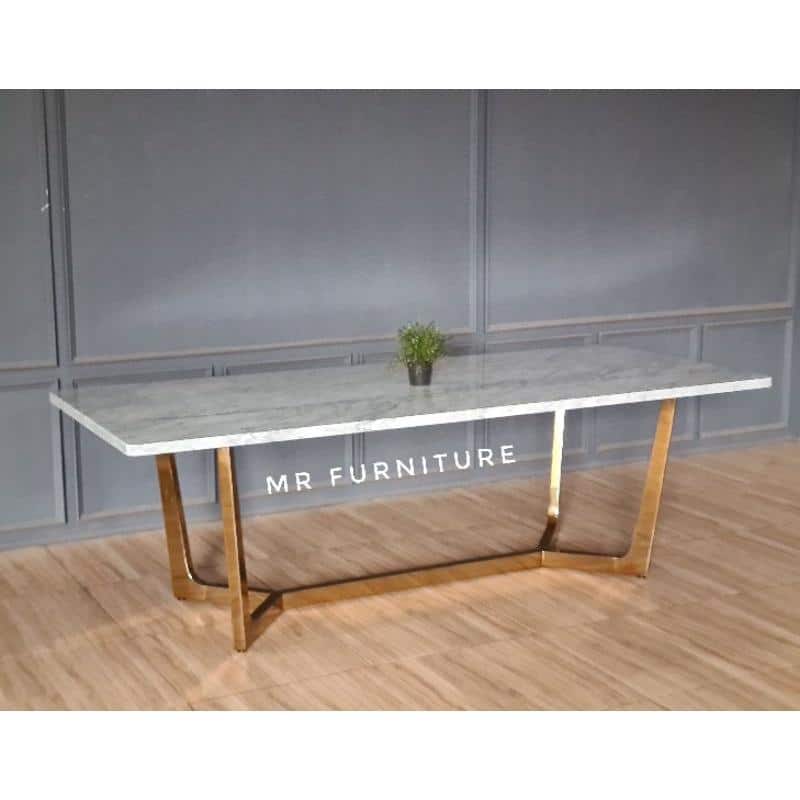 Meja Makan Top Marmer Carrara Stainless Steel Gold 240x100x75 Cm ...