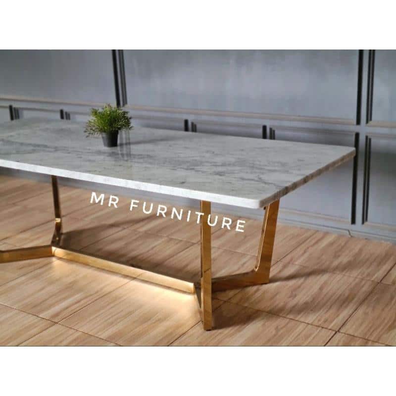 Meja Makan Top Marmer Carrara Stainless Steel Gold 240x100x75 Cm ...