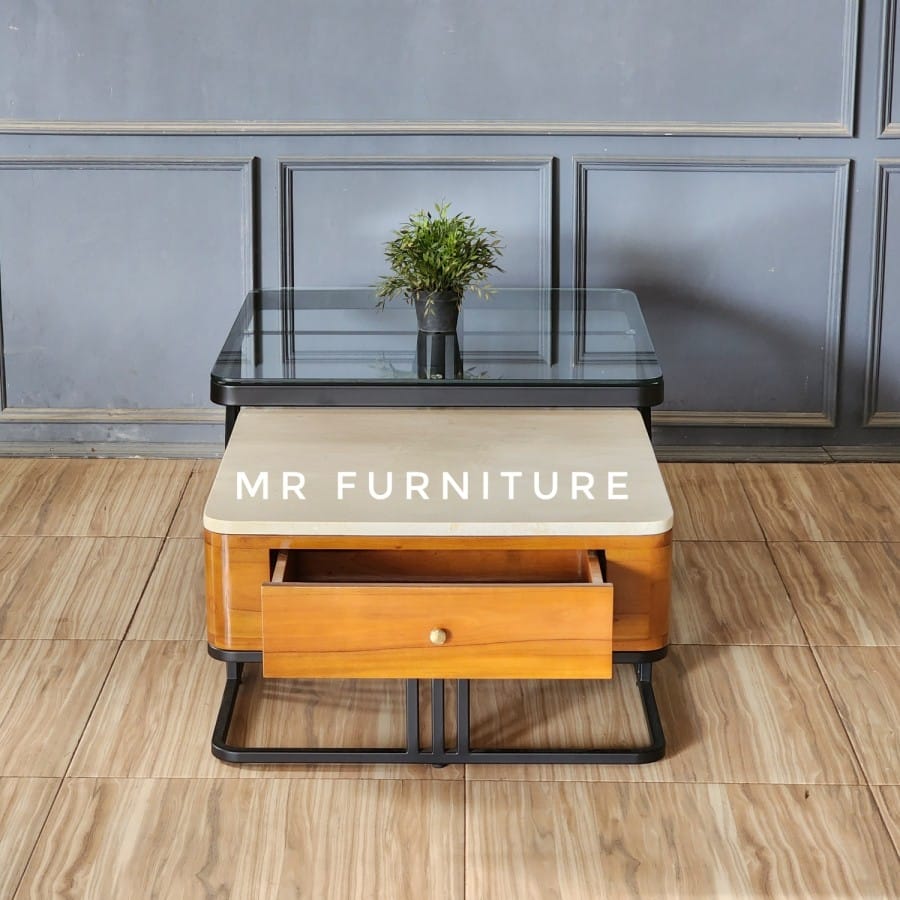 Tamu Coffe Table Marmer Nesting Kayu Modern, Meja Tamu Nesting Top ...
