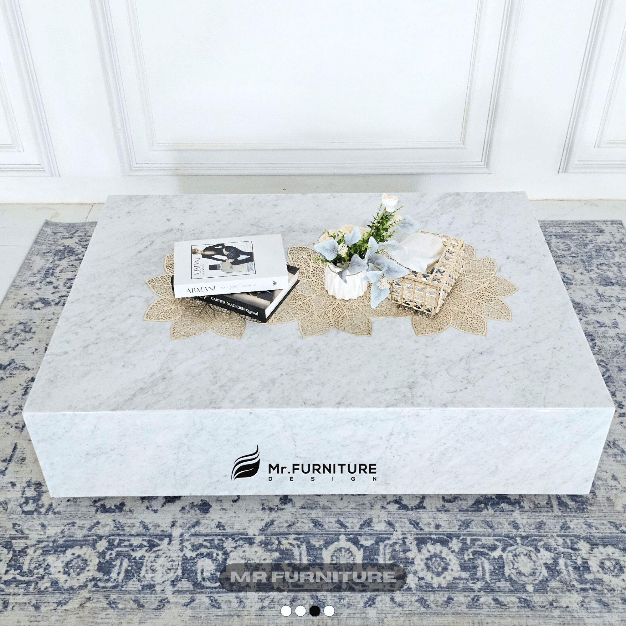 Coffee Table Full Marmer Carrara 120 x 80 x 30 Cm, Meja Tamu Marmer ...