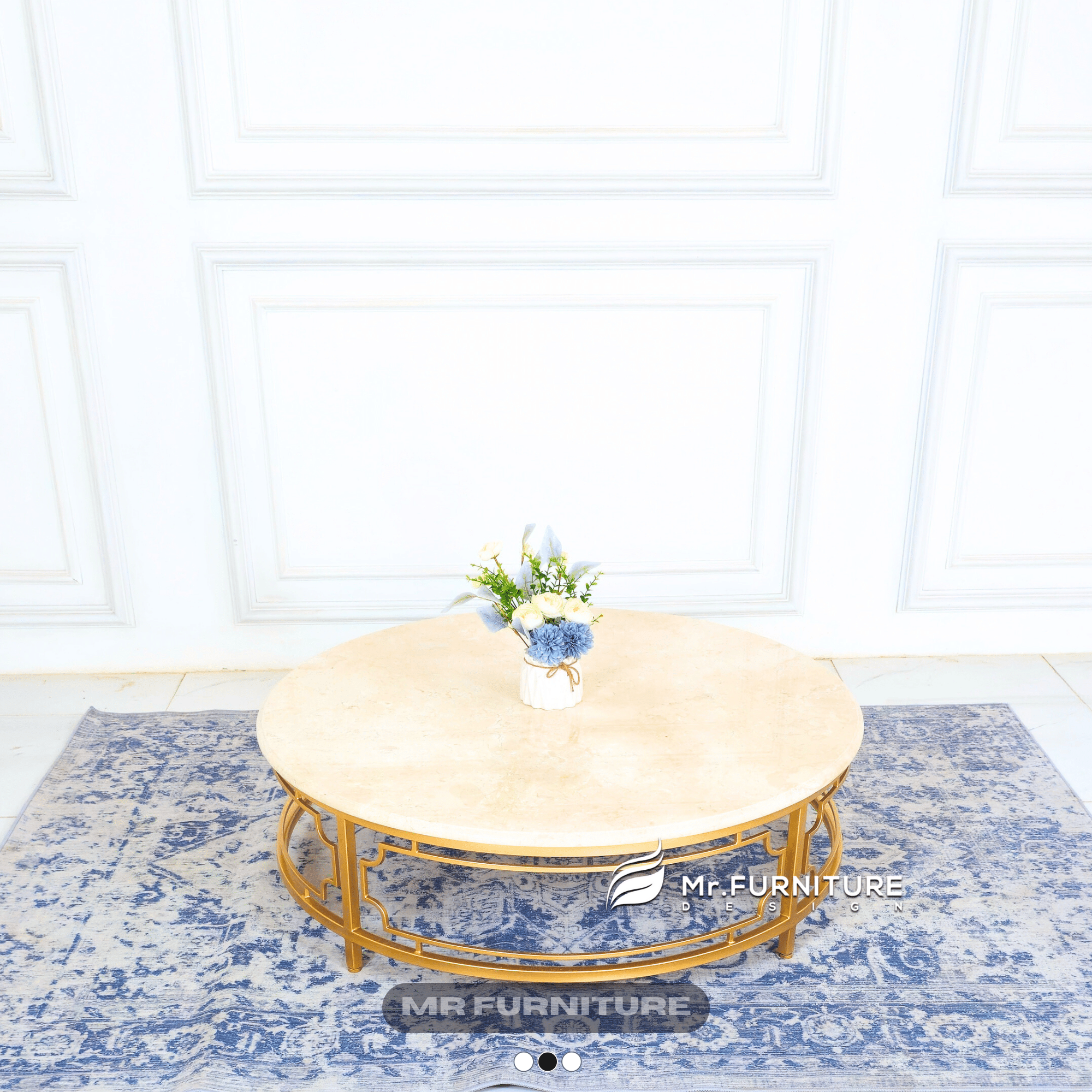 Coffee Table Oshin Top Marmer Cream D. 100 T. 30 Cm, Meja Marmer ...