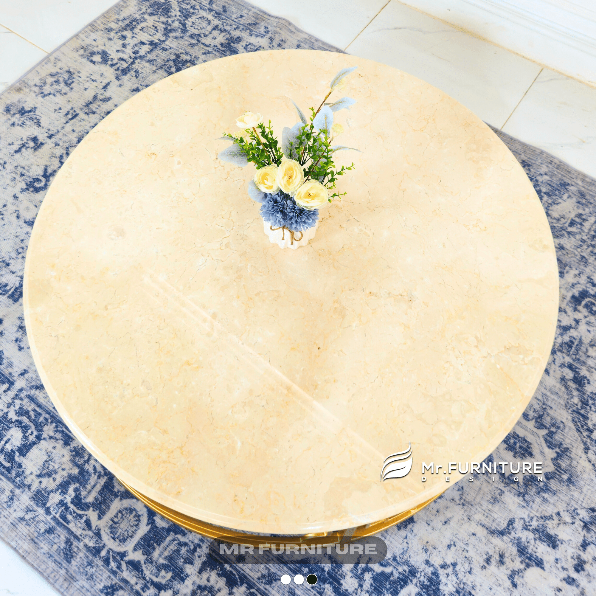 Coffee Table Oshin Top Marmer Cream D. 100 T. 30 Cm, Meja Marmer ...