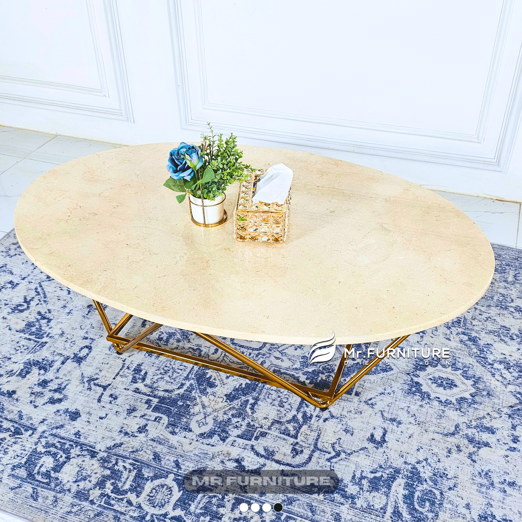 Coffee Table Elips Top Marmer Cream Stainless Steel Gold 120 x 80 x 40 ...