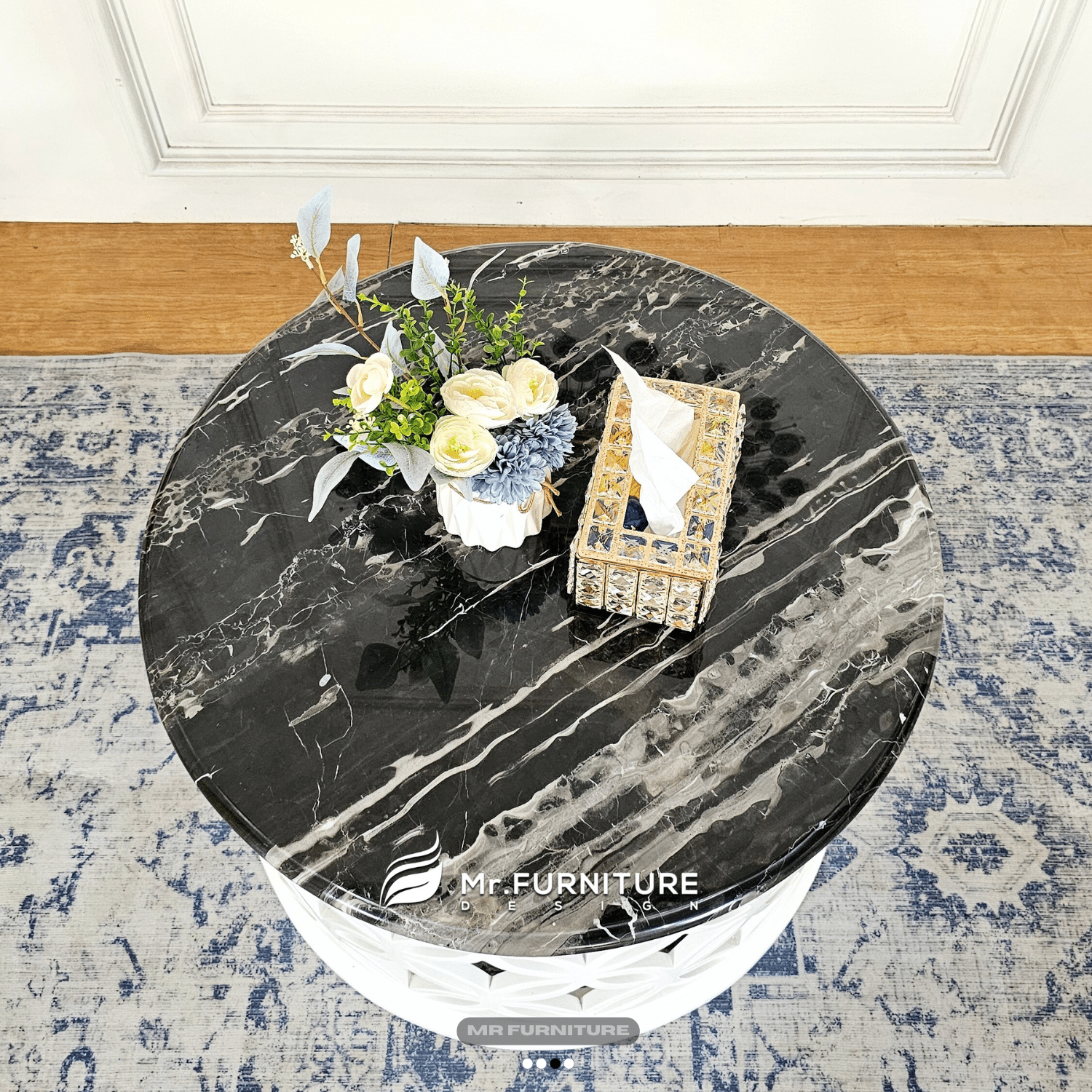 Coffee Table Kawung Top Marmer Portoro Silver Kaki Duco White D. 73 T ...