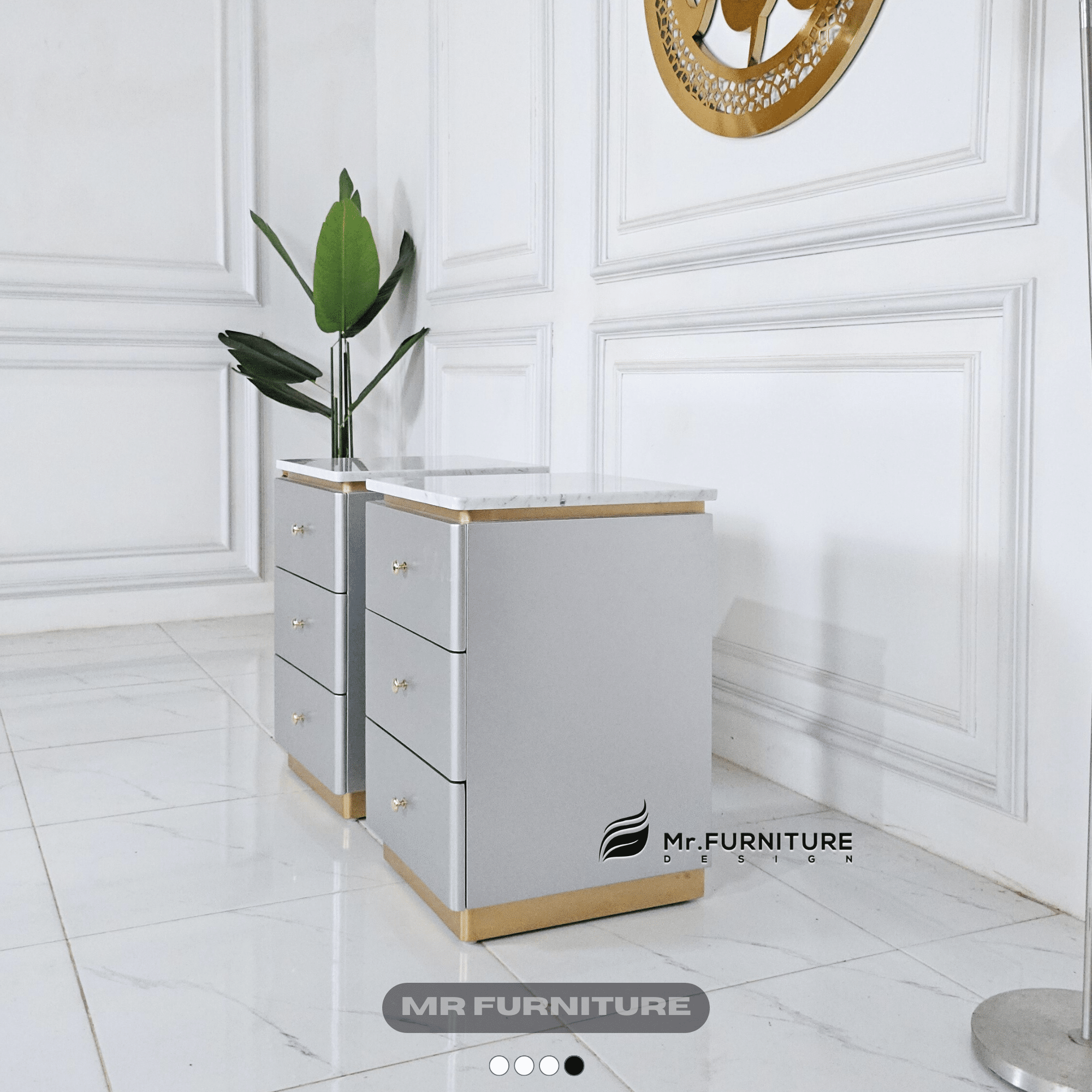 Bedside table, Bedside Cabinet, Meja Nakas Marmer, Meja Nakas 3 Laci.
