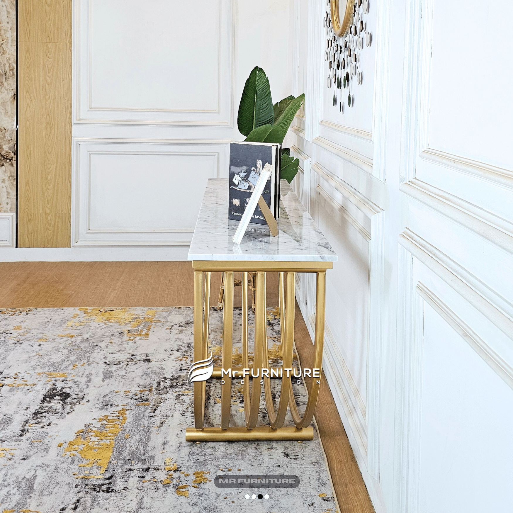 Console Table Curva Top Marmer Carrara 150 x 40 x 80 Cm, Meja Konsol ...