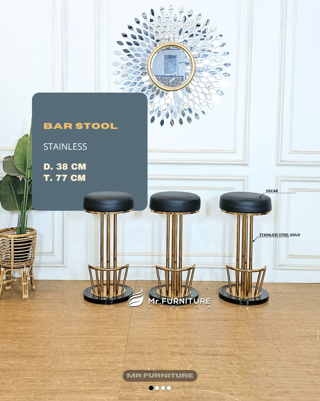 Kursi Bar Elegan Modern Stainless Steel Gold, Bar Stool Hitam Stainless ...