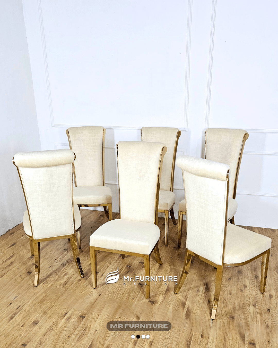 Kursi Makan Minimalis Cleopatra Stainless Gold, Makan Kursi Modern Krem ...