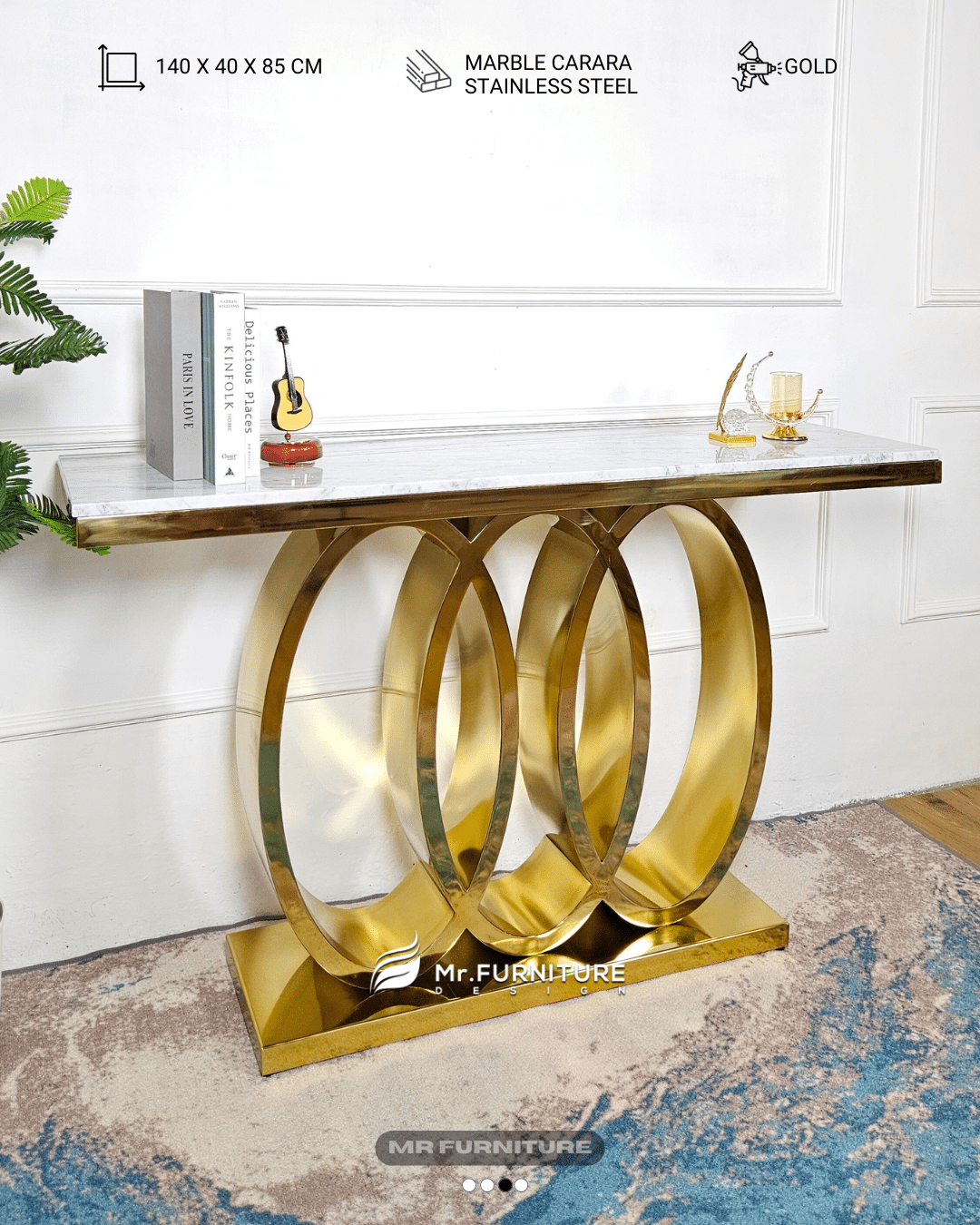 Console Table 140x40x85 Cm Audi Stainless Gold, Meja Tamu Konsul ...
