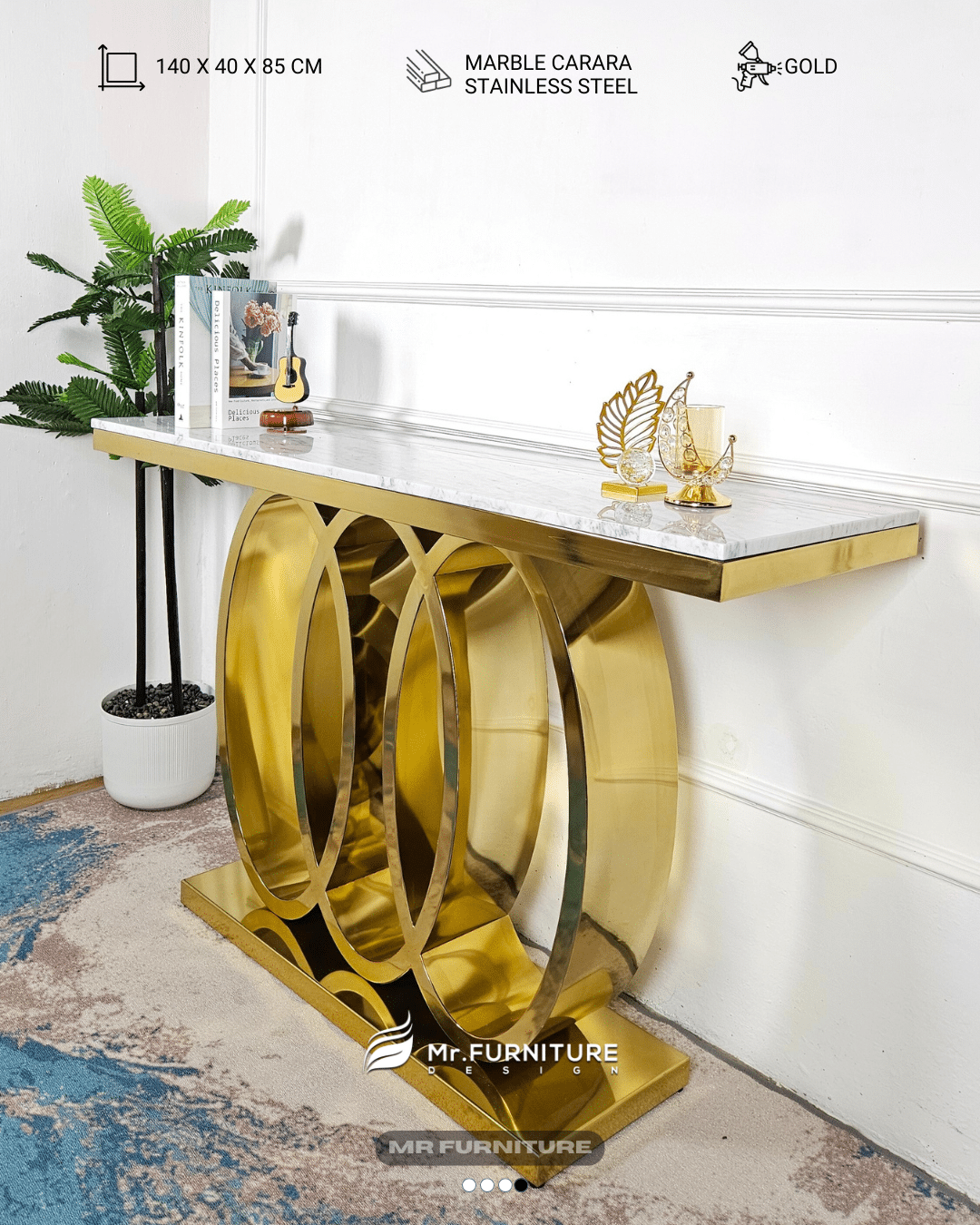 Console Table 140x40x85 Cm Audi Stainless Gold, Meja Tamu Konsul ...