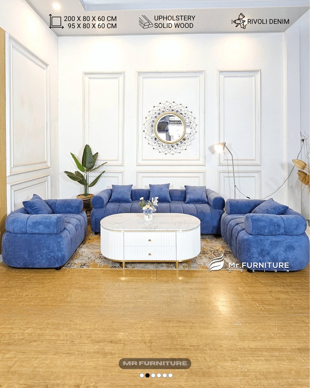 Set Meja Tamu Marmer Sofa Denim Modern, Sofa Meja Tamu set 2 1 1 ...