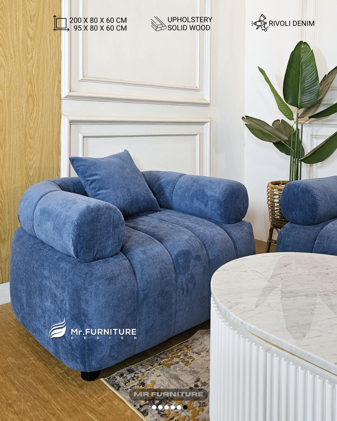 Set Meja Tamu Marmer Sofa Denim Modern, Sofa Meja Tamu set 2 1 1 ...