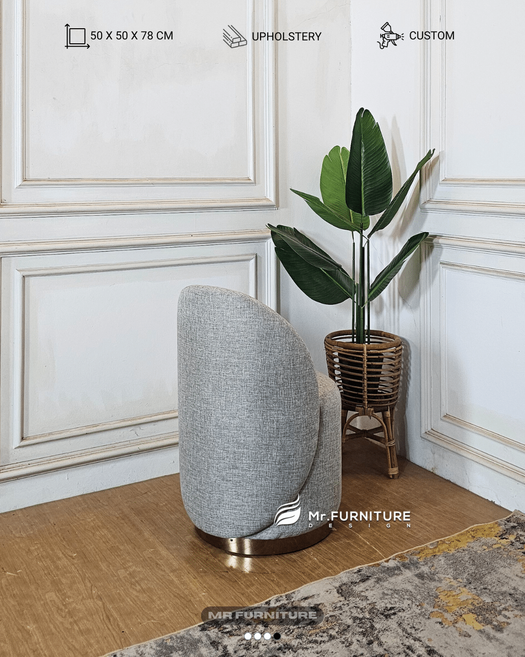 Kursi Sofa Stool Minimalis Vienna Titanium 50 x 50 x 78 cm, Stool Sofa ...