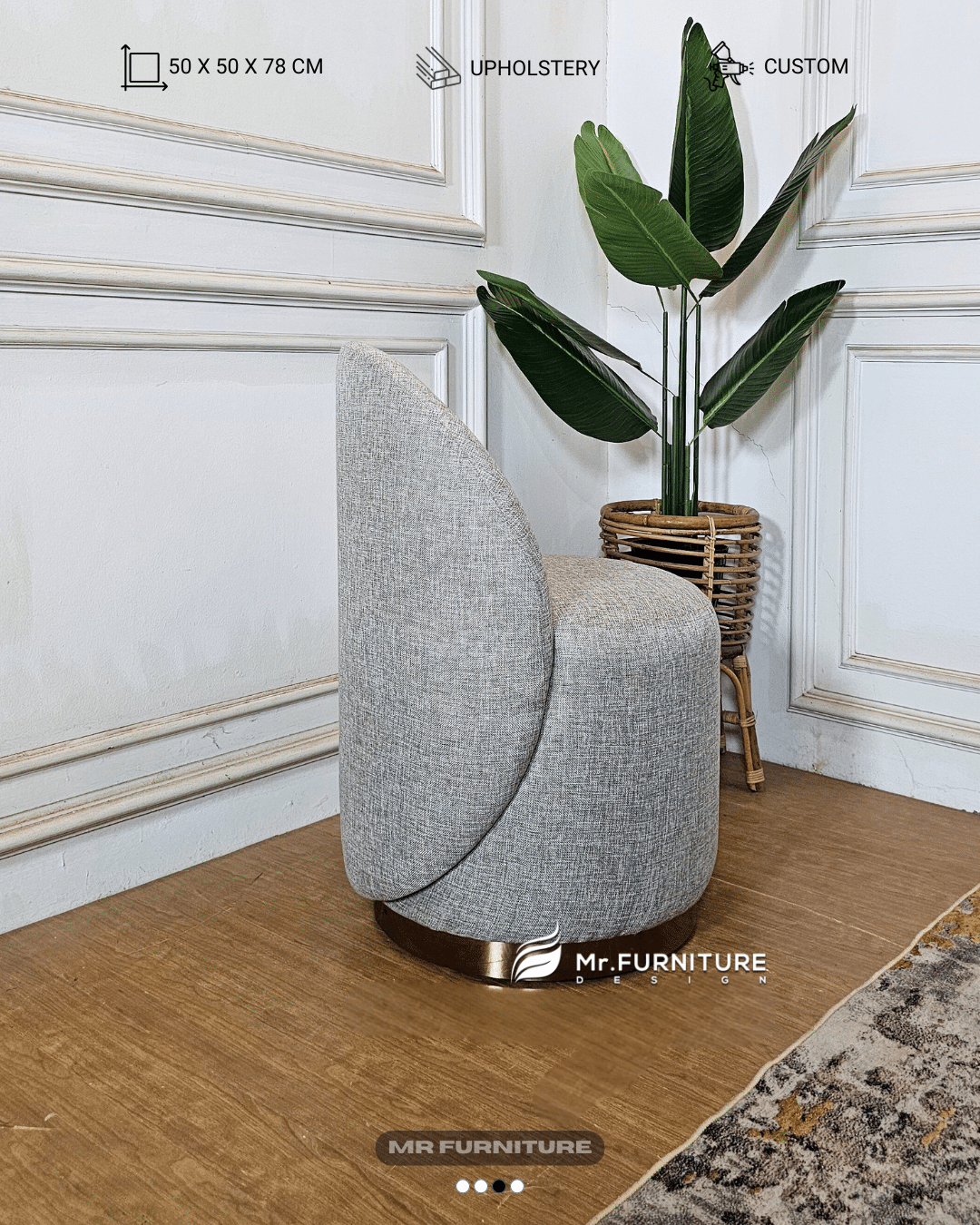Kursi Sofa Stool Minimalis Vienna Titanium 50 x 50 x 78 cm, Stool Sofa ...