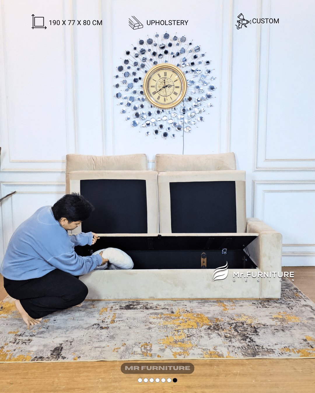 Sofa Ruang Tamu Minimalis 2 Dudukan Kayu 190 Cm, Kursi Sofa dengan ...
